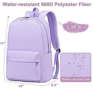 School Backpack for Teen Girls Kids Bookbags Elementary Middle School Laptop Bags Women Travel Daypacks (Purple)