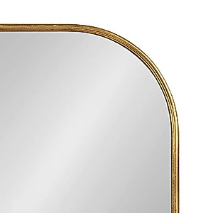 Kate and Laurel Caskill Modern Arched Wall Mirror, 36 x 24. Gold, Decorative Wide Midcentury Mirror for Wall Decor with Wide Arched Frame
