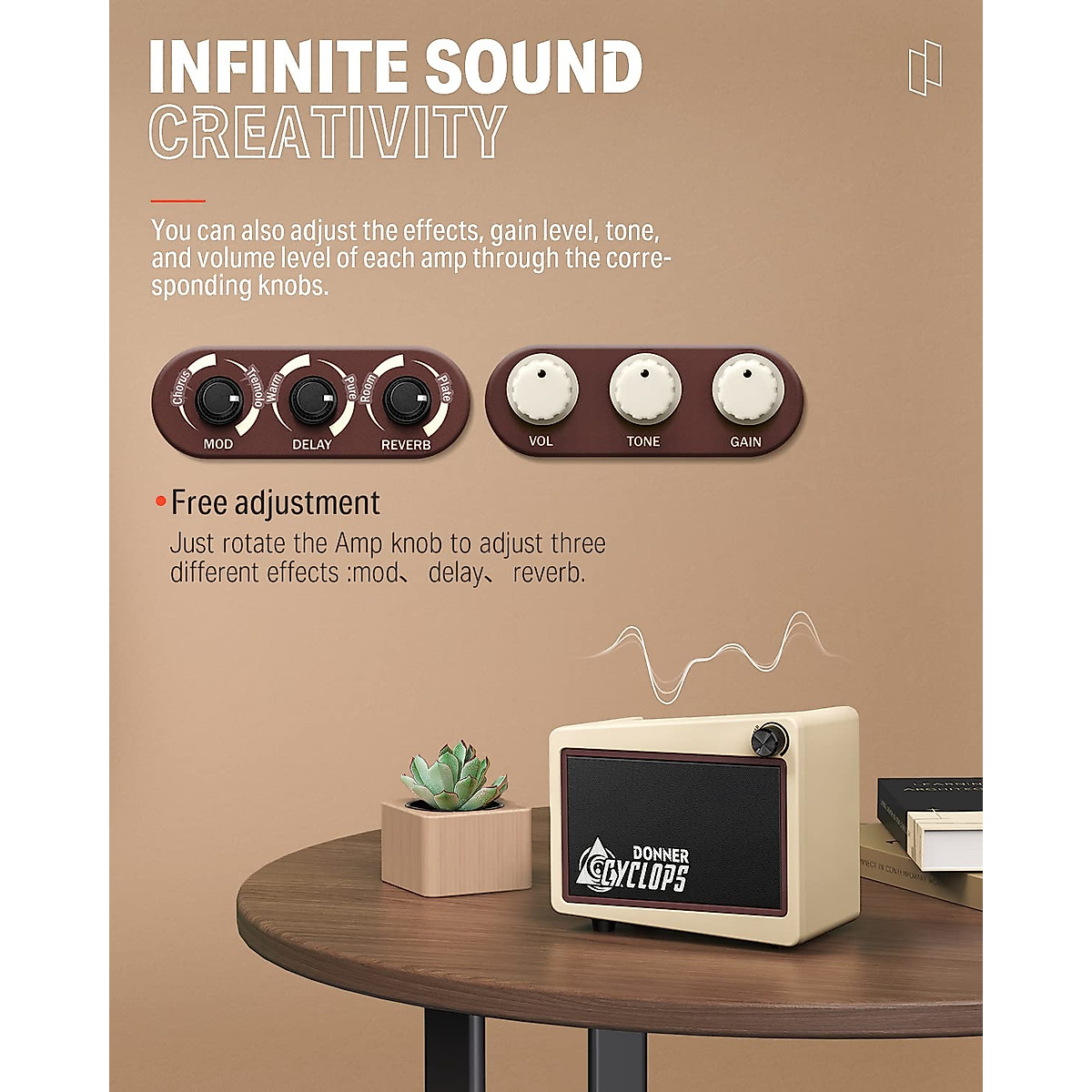 Donner 39 Inch TL Electric Guitar & Mini Guitar Amp Digital, 5W Wireless Small Electric Guitar Amplifier, Cyclops Guitar Combo Amp with 7 Amplifier Models 3 Types of Effects: Mod, Delay, Reverb and Dr