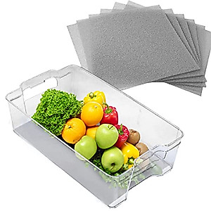 Dualplex® Fruit & Veggie Life Extender Liner for Fridge Refrigerator Drawers, 12x15 Inches (4 Pack) – Extends The Life of Your Produce & Prevents Spoilage (Grey)