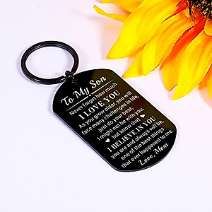 Valentines Gift for Son from Mom Teen Boys Gifts for 16th 18th Birthday Christmas Stocking Stuffers Graduation Gifts for Him Inspirational Keychain for Men