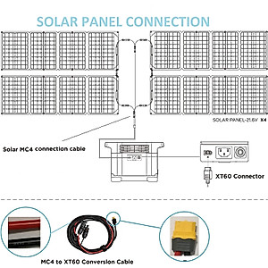 Solar Charge Cable Solar Connector to XT60 Adapter Connector Connect Solar Panel for Portable Power Station Solar Generator for Lipo Battery Pack EFDELTA Portable Power Station River 600 3M/9.84Ft