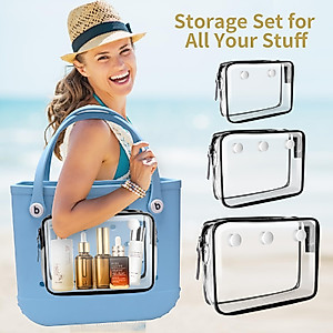 Generic 6Pack Clear Inserts Pouch Compatible for Bogg Bag, Hooks & Key Chain Holder for Beach Bogg Bags, Organize Valuables Accessories for Bogg Bags