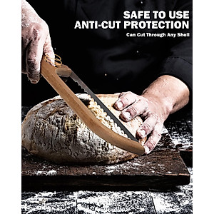 WENNXI Sourdough Bread Knife, 16" Wooden Serrated Bread Slicer Gift for Friends Fiddle Bow Design Easy to Cutting, Sourdough Cutter for Homemade - Premium Stainless Steel