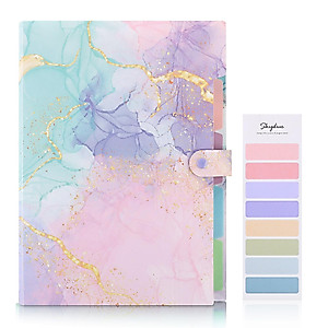 SKYDUE Expanding File Folder with 5 Pockets, Cute Accordion File Organizer, Letter Size Filing Folder, Letter Size Folders for Documents, School Office Supplies Marble Pink