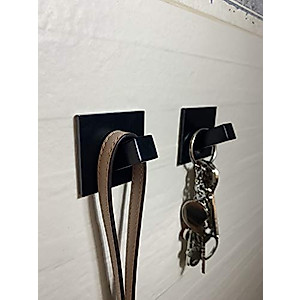 Generic Model Square,Towel Hooks Pack of 4 Towel Holder Wall Hooks Self-Adhesive Hooks Made of Stainless Steel No Drilling Rustproof Ideal for Bathroom Toilet Kitchen Office Matte Black