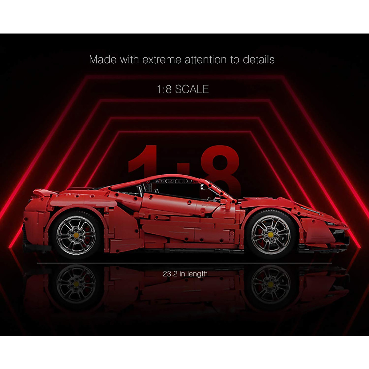 dOMOb Italian Super Car Building Kit – Innovative Stem Toys for 14+ Age Teens & Adults – Realistic Model 1:8 Simulated Build – Original MOC Design – 3236 Pieces or Blocks – for Hobbyist, Collector