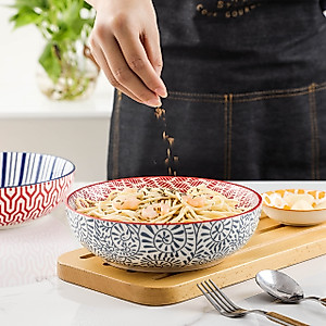 KitchenTour 35oz Pasta Bowls Soup Bowls, Serving Bowl Dinner Bowls for Salad, Fruit, Dishwasher and Microwave Safe - Set of 4, Vintage Color