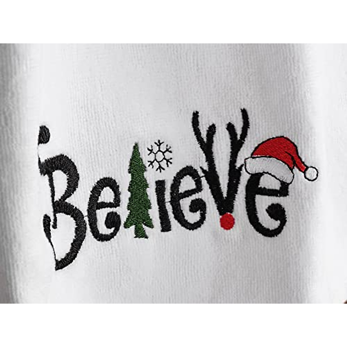 American Soft Linen Christmas Towels Bathroom Set, 2 Packed Embroidered Decorative 100% Turkish Cotton Hand Towels, Dish Towels for Decor Xmas, Joy-Believe