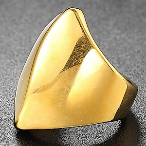 Jude Jewelers Stainless Steel Irregular Shape Mountain Hill Pyramid Shape Biker Statement Cocktail Party Ring (Gold, 9)