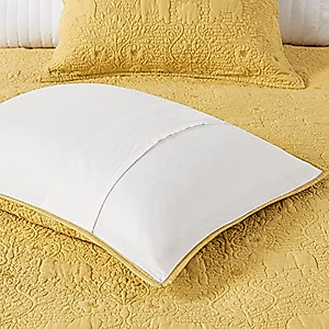 Ink+Ivy Kandula King/Cal King Size Quilt Bedding Set - Mustard Yellow , Quilted Floral, Elephants – 3 Piece Bedding Quilt Coverlets – 100% Cotton Percale Bed Quilts Quilted Coverlet