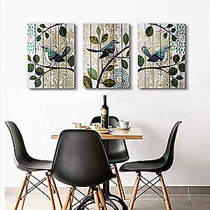 Bird On The Branch 3 Piece Abstract Canvas Wall Art For Living Room Wall Decor For Bedroom Kitchen Decorations Abstract Hang Posters Canvas Prints Artwork Modern Framed Bathroom Home Decoration