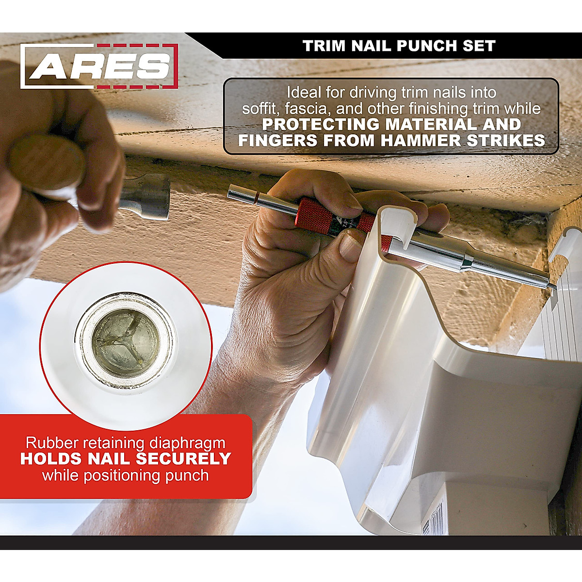 ARES 10117 2-Piece Trim Nail Punch Set 6-Inch and 7.5-Inch Punches Drive Nails Up to 1-1/4-Inch (31.2mm)