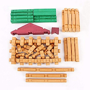Joqutoys 90 Pcs Wood Building Blocks Toy for Toddlers, Classic Wooden Cabin Log Set Preschool Education Toy, Creative Construction Engineering Educational Toys for 3 4 5 6 Years Boys