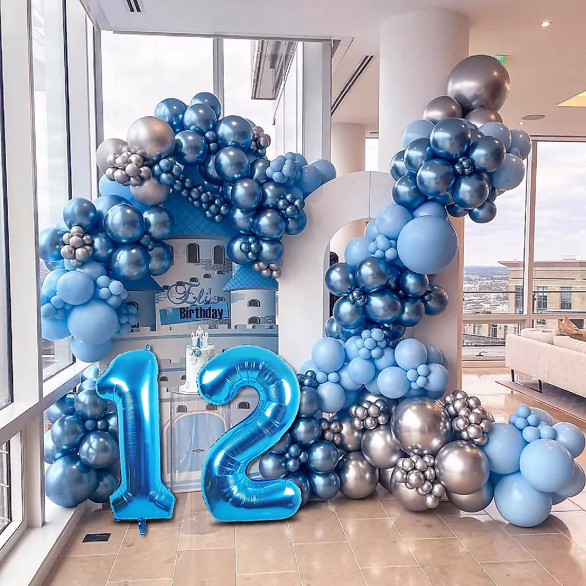 21 Balloon Number, 40 Inch Blue Foil Balloons Giant Jumbo Helium Number 21 or 12 Balloons for Boys Girls 21th 12th Birthday Decorations Anniversary Events Party Decorations (Blue)
