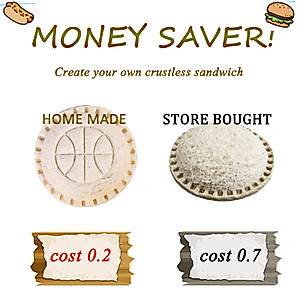 Sandwich Cutter and Sealer 5 PCS - Uncrustables Maker Biscuit Cutter with Basketball Handle - Sandwich Cutter for Kids Boys Lunchbox and Bento Box(Blue)