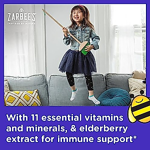 Zarbee's Complete Kids Multivitamin Gummies + Immune Support, Children Vitamins Gummy with Vitamin A, C, D3, E, B6, B12, Folic Acid & Total B-complex, 70 Count
