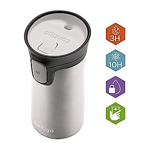 Contigo Unisex's Pinnacle Autoseal Thermobecher, Edelstahl-Reisebecher, Isolierbecher, auslaufsicher, Kaffeebecher to Go, Travel Mug mit Easy-Clean-Deckel, BPA-frei, 300 ml, Stainless Steel