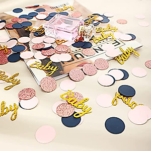 360 Pcs Gender Reveal Confetti Gender Reveal Decoration Baby Shower Confetti Navy Blue Pink Paper Confetti Round Confetti Dots for Baby Shower Gender Reveal Birthday Party Table Decoration