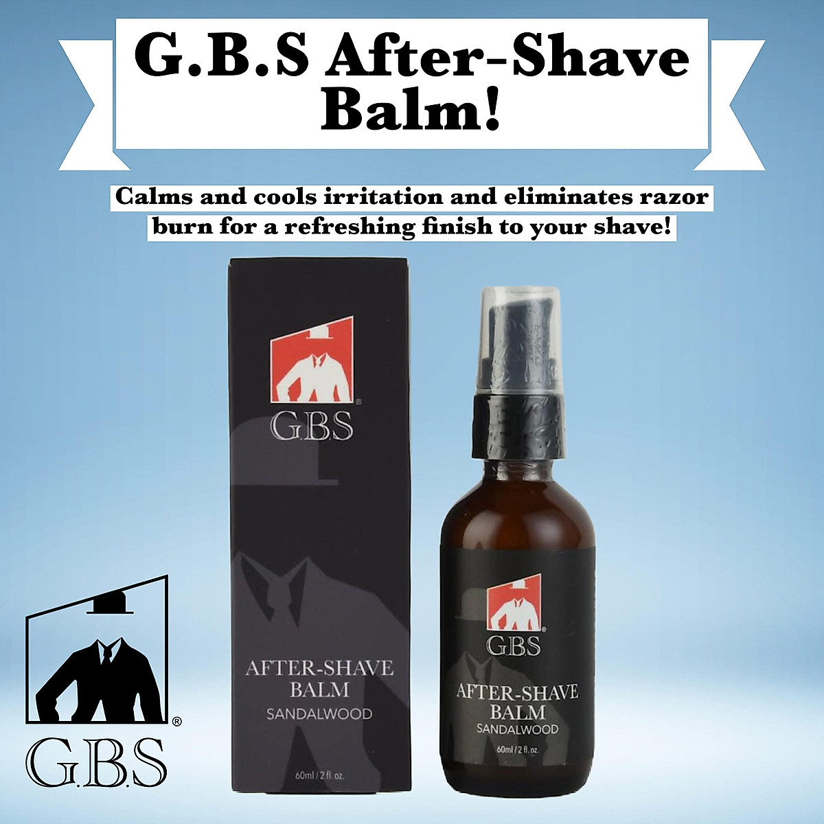 G.B.S Aftershave Balm Sandalwood, for Men - soothes razor burn, redness and irritation