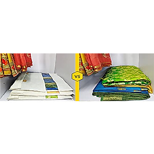 Clarkia Reusable Cotton Saree Cover Set of 12 with see through window big size for Storage, Wardrobe Organizer bags saree bags cotton (16x14 inch, Beige)