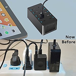 10 Ports Wall Charger, 50W 10-Port Family-Sized Desktop USB Rapid Charger,Multiple Charging Station,Compatible with Smartphones and Other USB Charging Devices