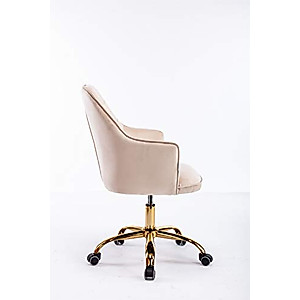 Gecheer Velvet Swivel Shell Chair for Living Room,Office Chair, Modern Leisure Arm Chair Beige