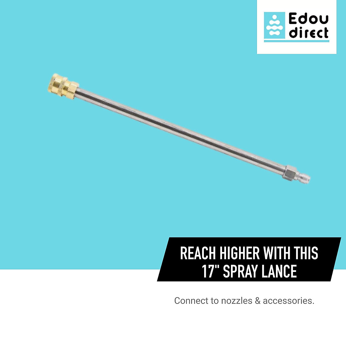 EDOU Direct Pressure Washer Extension Wand 17" | Stainless Steel | 1/4" Quick-Connect | 4,000 PSI Max Working Pressure | Ideal for achieving More Reach for Your Power Washer Hose or Surface Cleaner