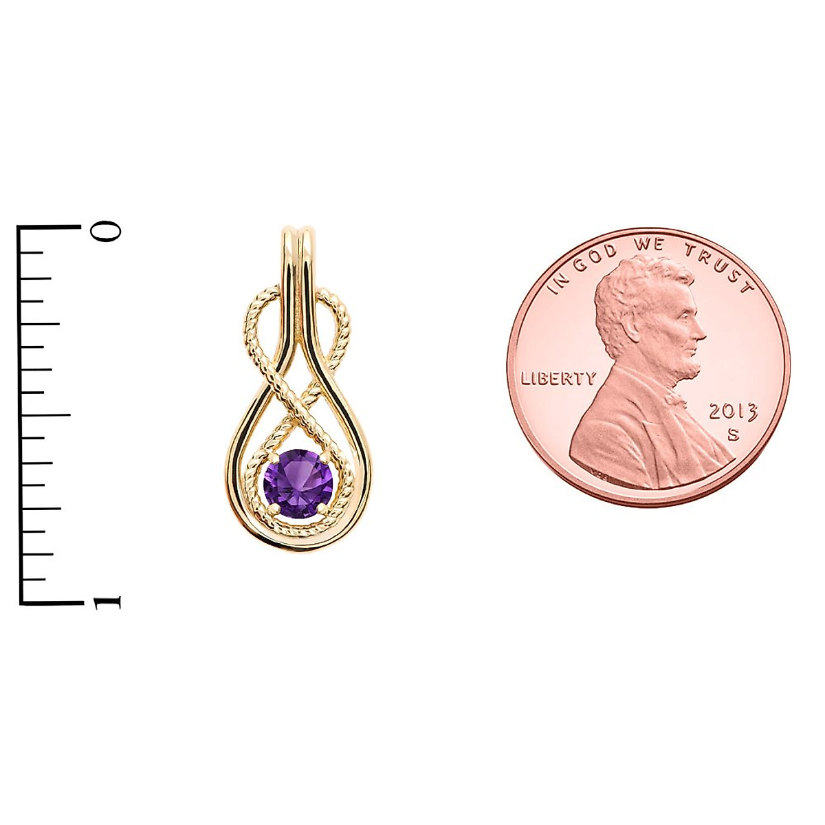 Infinity Rope February Birthstone Amethyst 10k Yellow Gold Pendant