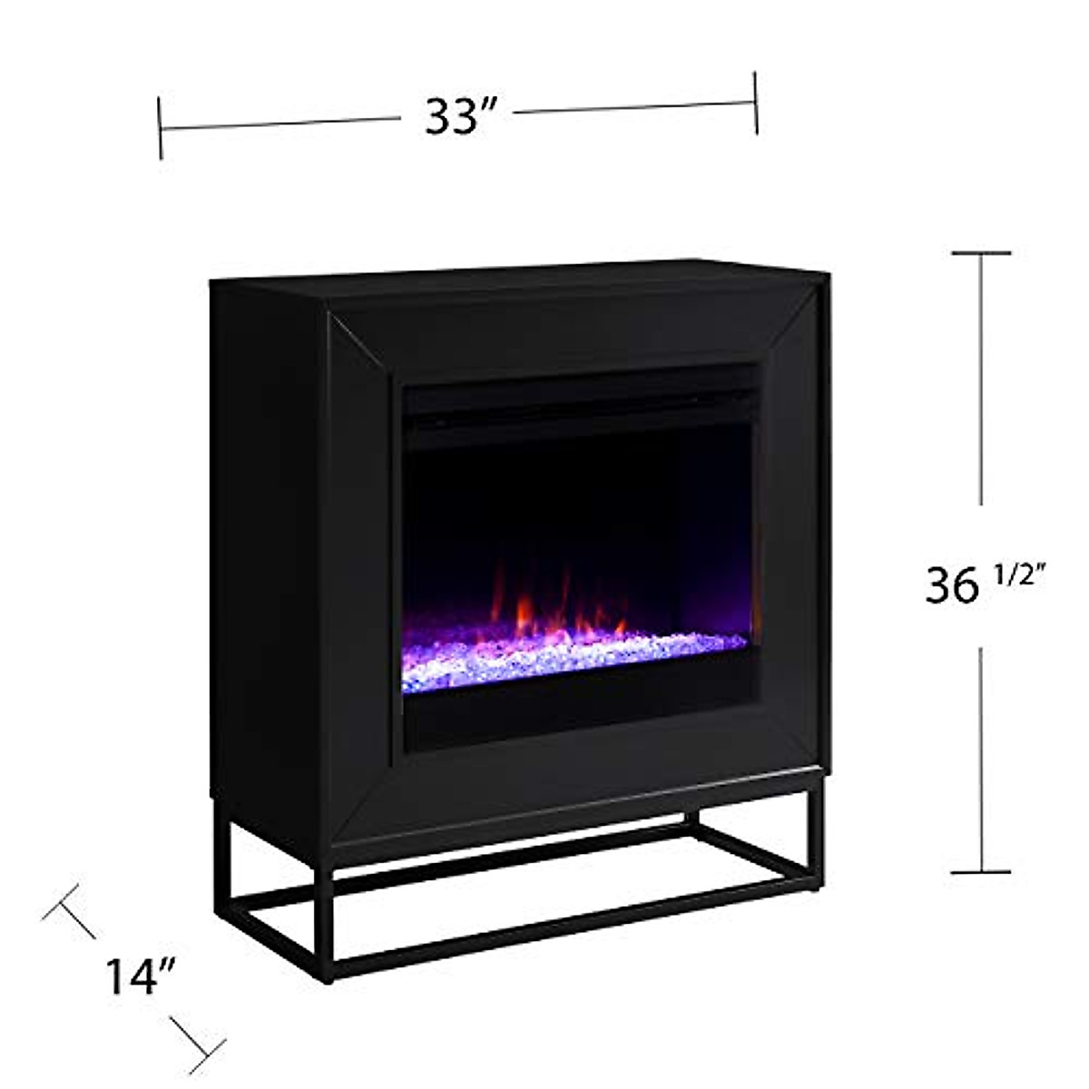 SEI Furniture Frescan Color Changing Electric Fireplace, Black