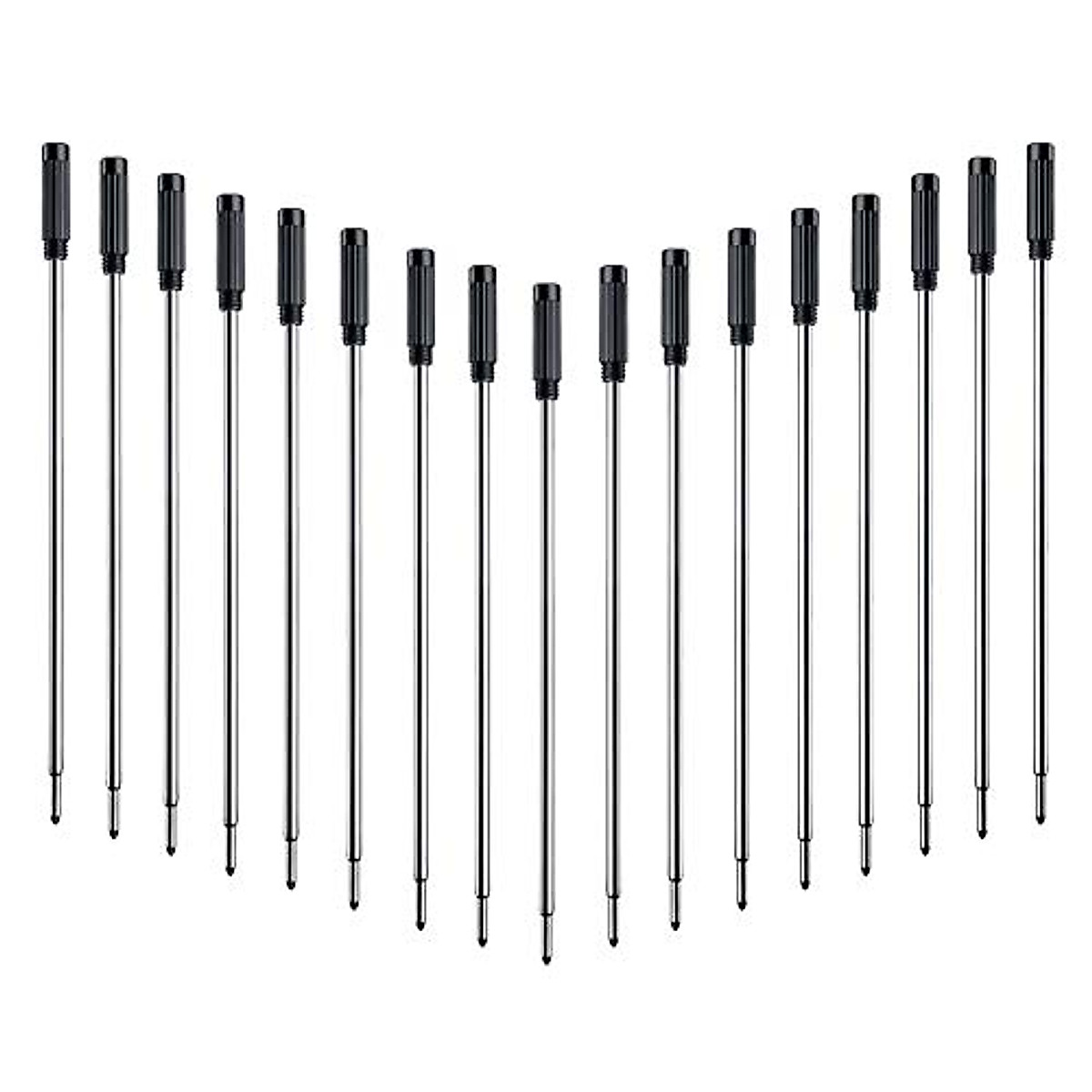 HeTaoCat Red Ink Refill Pack of 5, Replaceable Ballpoint Pen Refills, Medium Point Metal Refil (Black)