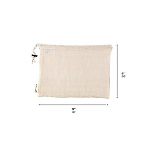 Kitchen Details 3 Pack Reusable Cotton Mesh Produce Bags | Green Living | Fruit and Vegetable Bags & Organizers | Good for Grocery Shopping | Natural Beige