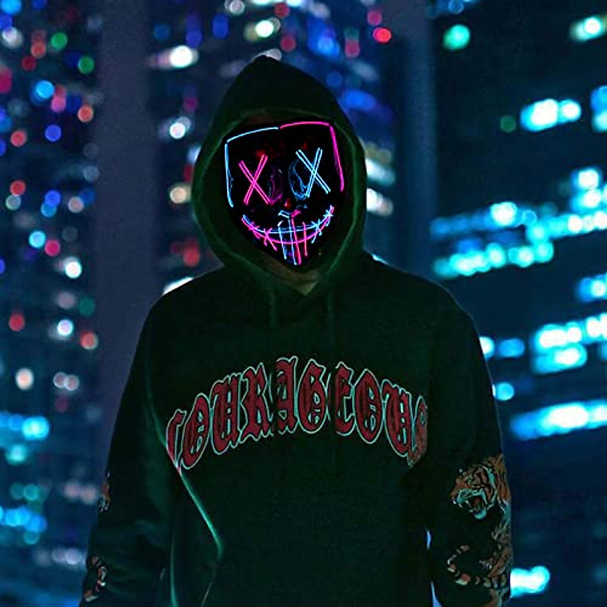 Stegosaurus Halloween LED Mask, LED Light up Mask Scary Mask for Halloween Festival Party, 2 colors Mask with 3 Light Modes