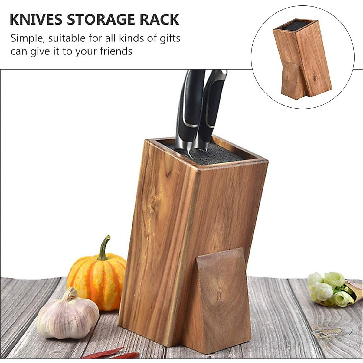 DOITOOL 1pc wooden holder kitchen holder slot holder holder rack Block rack Small Block storage rack Wooden Stand Divide the universal