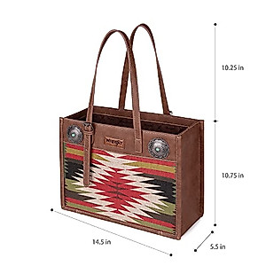 Montana West Wrangler Aztec Printed Shoulder Bag without Zipper Canvas Top Handle Handbags for Women Hobo Bag WG52-8250BR