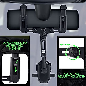 Rearview Mirror Phone Holder for Car, Rotatable and Retractable Car Phone Holder Mount, 360° Rotating Rear View Mirror Phone Holder Multifunctional Adjustable Mount for All Smartphones and Cars