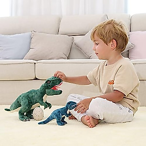 Wilomis Dinosaur Stuffed Animal 12” Mommy with Baby, 3 Pieces of Cute Dinosaur Plush Toys Dino Plushies for Kids Girls Boys Set（T-rex Family）