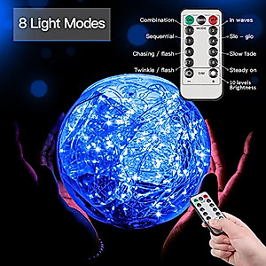 suddus 66ft 200 LED Outdoor String Lights, Blue Fairy Lights Battery Operated with Remote, Led Twinkle Lights for Bedroom, Dorm, Patio, Tapestry, Backyard, Garden, Christmas, Party, Indoor