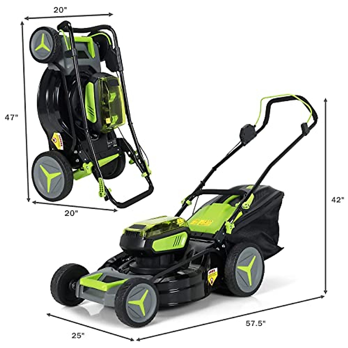 Goplus Cordless Lawn Mower, 18 Inch Electric Push Mower w/ 6 Adjustable Cutting Height, Brushless Motor, Two 4.0Ah Lithium Battery Packs & Chargers Included