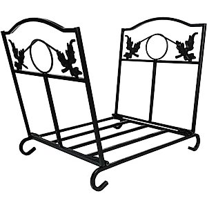Indoor Firewood Rack,Wrought Iron Medium Wood Rack,Foldable Fire Wood Holder Outdoor,Storage Carrier of Fire Log,Fireplace log Holder for Living Room Decorative,Black