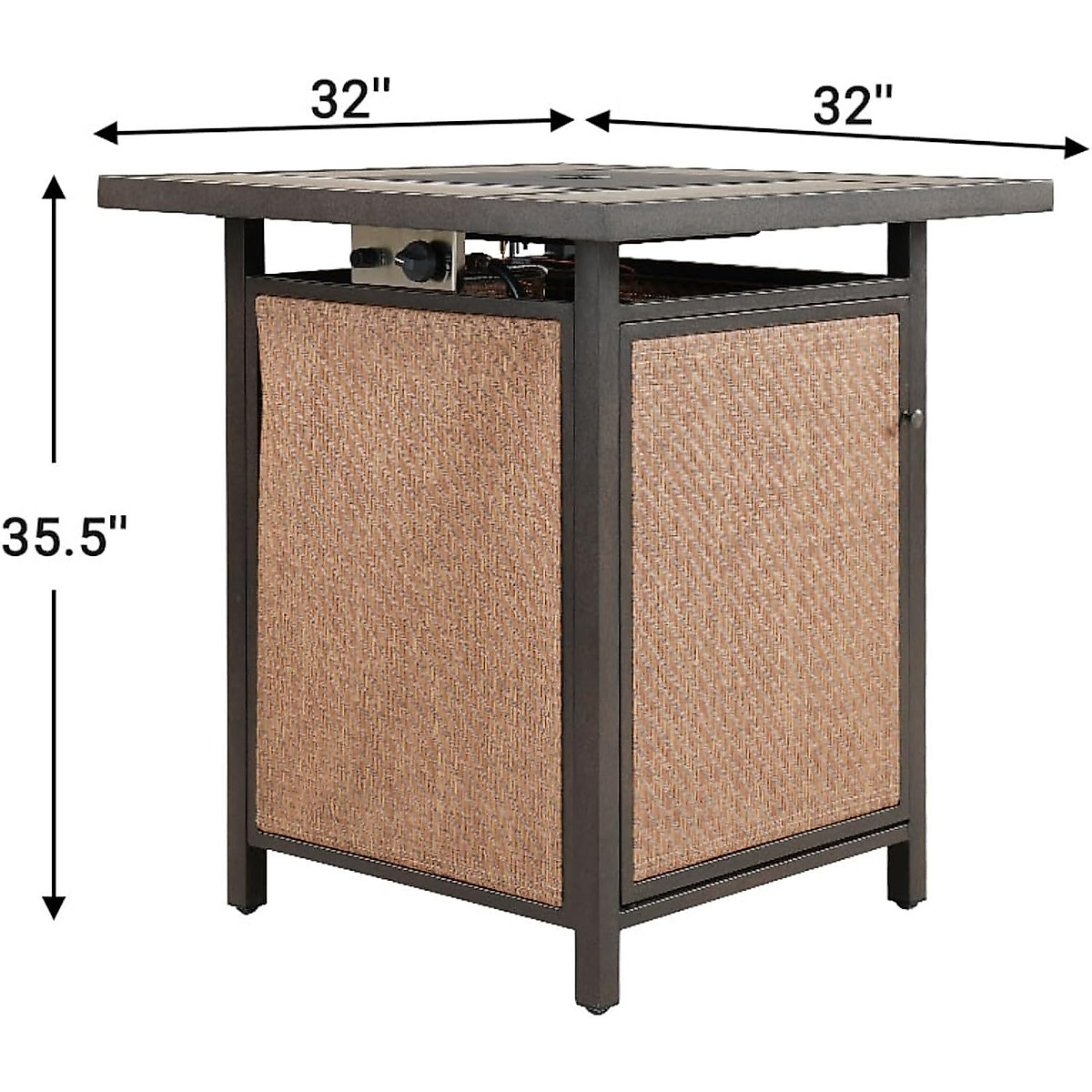 Grand patio 5-Piece Patio Swivel Bar Set with Fire Pit Table 60,000 BTU Heat Output, Outdoor Counter Height Patio Bar Stools Set of 5, High Bar Chairs with High Back, Black&Grey Plaid