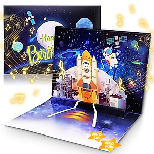 BYKOOO Birthday Card, Musical Pop Up Cards w Light, Birthday Cards w Cool Sound Effects and, Celebrate Birthdays, Graduations, Weddings & Promotions w Congrats, Greeting Card w/Congrats Text on Cover