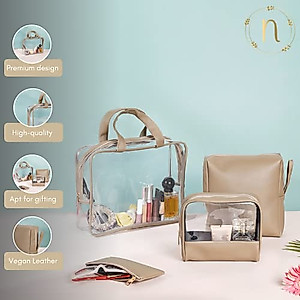 Nestasia Travel Kit for Women, Toiletry Makeup Bag, Travel Cosmetic Bag for Women, set of 4 with a different size, Beige