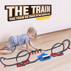 FUN LITTLE TOYS 78PCS Train Set Toys for Kids, Flexible Railway Tracks Roller Coaster Playset, Batteries Operated Toy Train with Light and Sound, Gift for 3 4 5 6 Years Old Toddlers Boys and Girls
