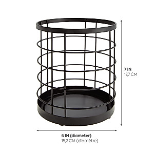 iDesign Wire Utensil Holder for Kitchen Counter, The Austin Collection - 6" x 6" x 7", Matte Black