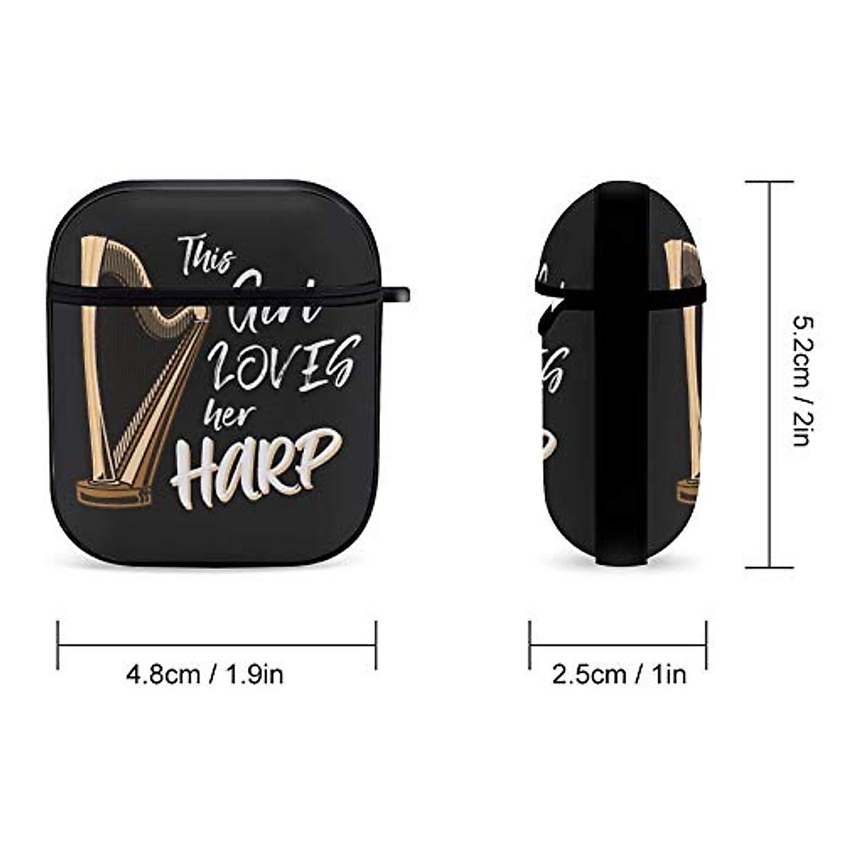 Harp Harpist Airpods Case Cover for Apple AirPods 2&1 Cute Airpod Case for Boys Girls Silicone Protective Skin Airpods Accessories with Keychain