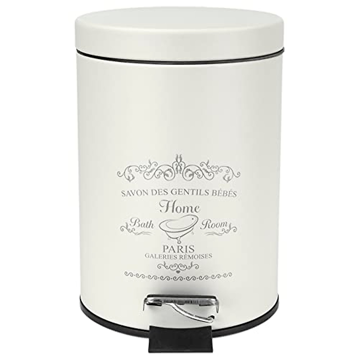 Home Basics Paris Collection Bathroom Accessories, Office, Bedroom, Decorative Waste Basket With Stylish Accent Decor To Complement Any Bathroom (3 Liter Waste Bin)