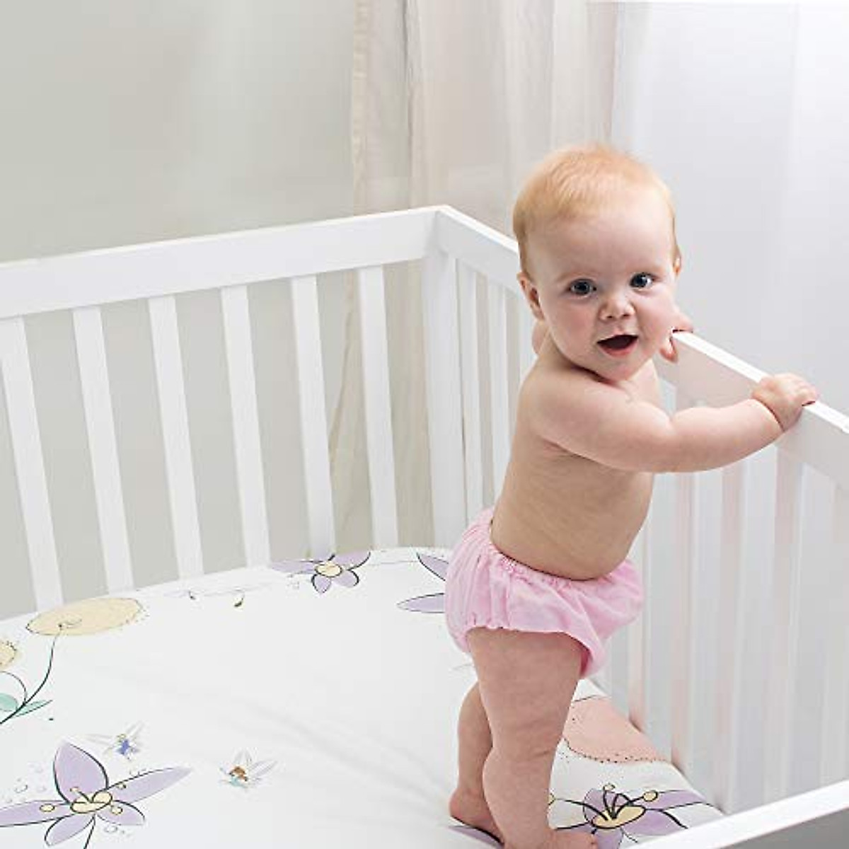 JumpOff Jo - Fitted Crib Sheet, Super Soft Breathable 100% Cotton Baby Crib Sheet for Standard Crib Mattresses and Toddler Beds, 28 in. x 52 in. - Fairy Blossom