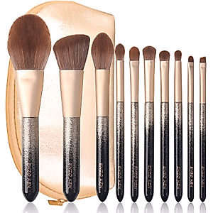 ENZO KEN Natural Hair Makeup Brush Set Professional, Sable Makeup Brushes Set with Case, Natural Hair Brushes Makeup Set, Glitter Make up Brushes Set Professional, Natural Makeup Brushes - ORRA, Black