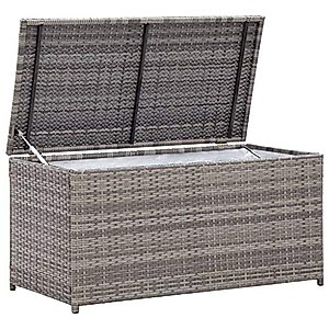 Canditree Outdoor Large Storage Box Rattan, Deck Box Storage Container for Patio Poolside Garden (39.4"x19.7"x19.7")
